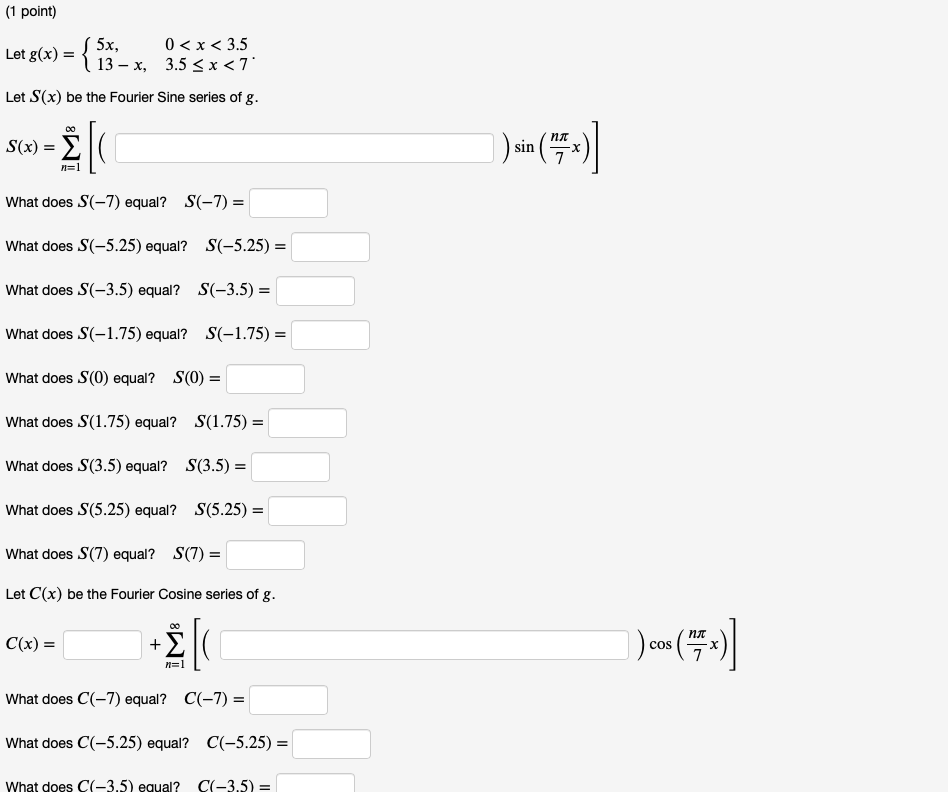 Solved (1 point) 5x, 0 | Chegg.com