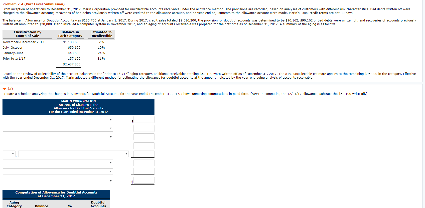 Solved Problem 7-4 (Part Level Submission) From inception of | Chegg.com
