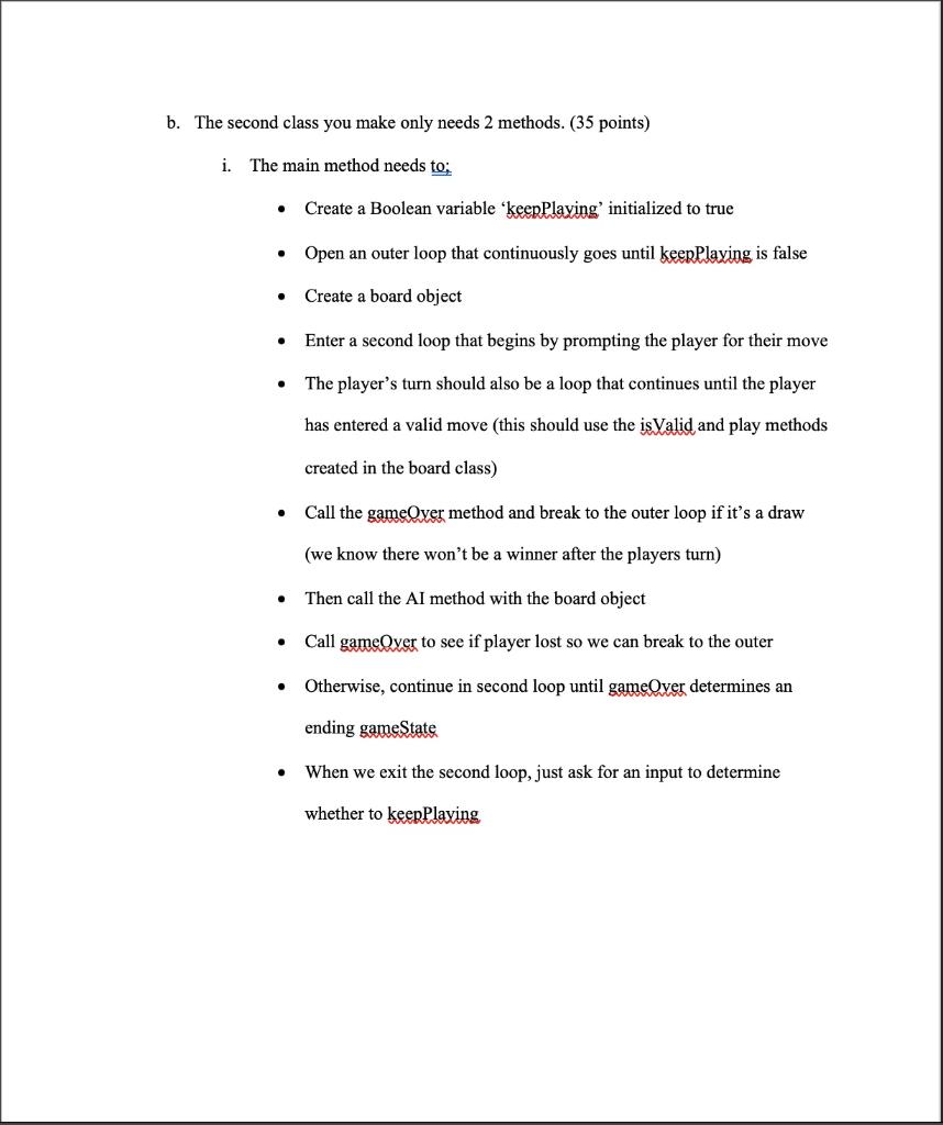 b. The second class you make only needs 2 methods. ( | Chegg.com