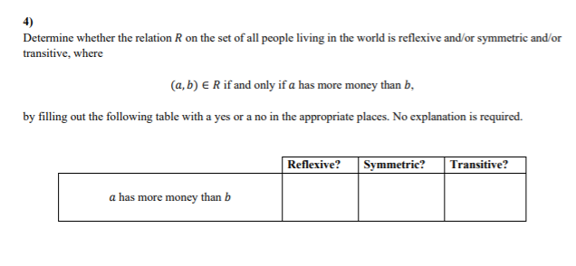 Solved 4) Determine whether the relation R on the set of all | Chegg.com