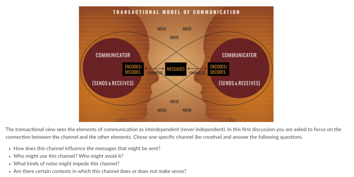 Solved TRANSACTIONAL MODEL OF COMMUNICATION NOISE NOISE | Chegg.com