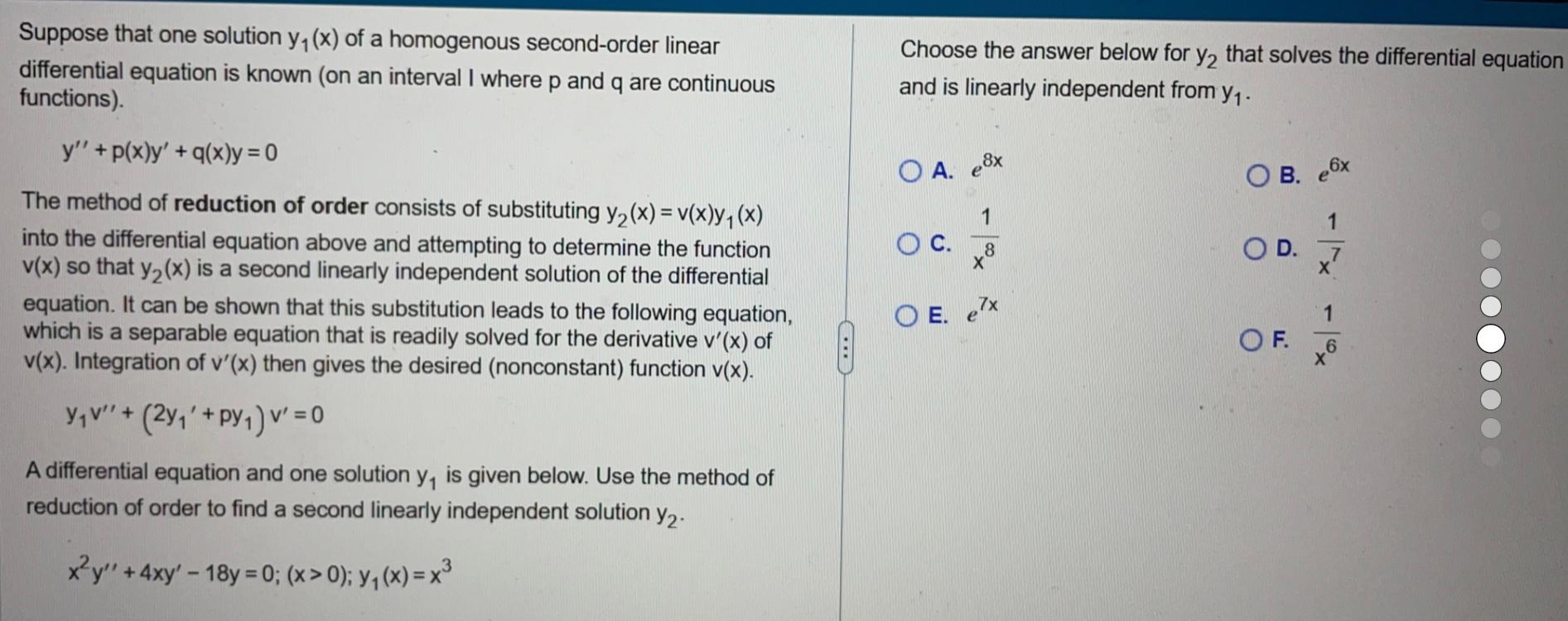 Solved Suppose that one solution y1(x) of a homogenous | Chegg.com