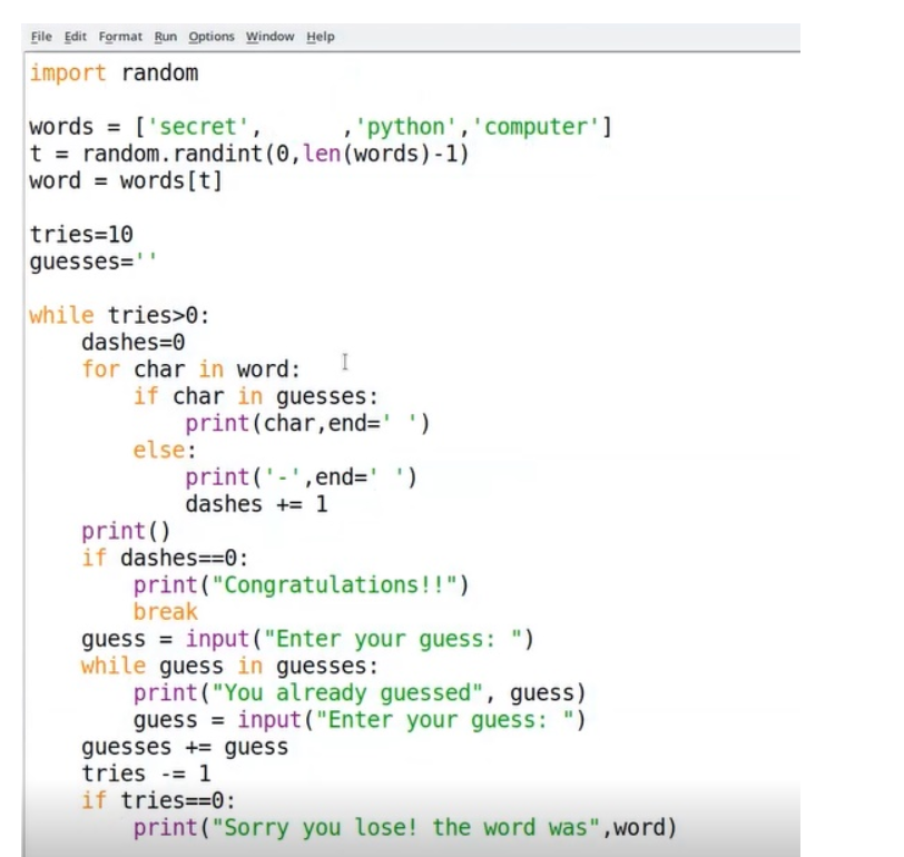 Solved An improved Hangman(in python language) As you know | Chegg.com