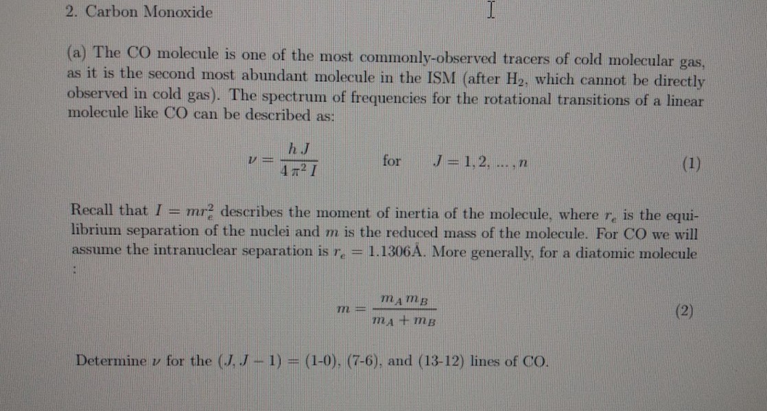 Solved Carbon Monoxide(a) ﻿The CO molecule is one of the | Chegg.com