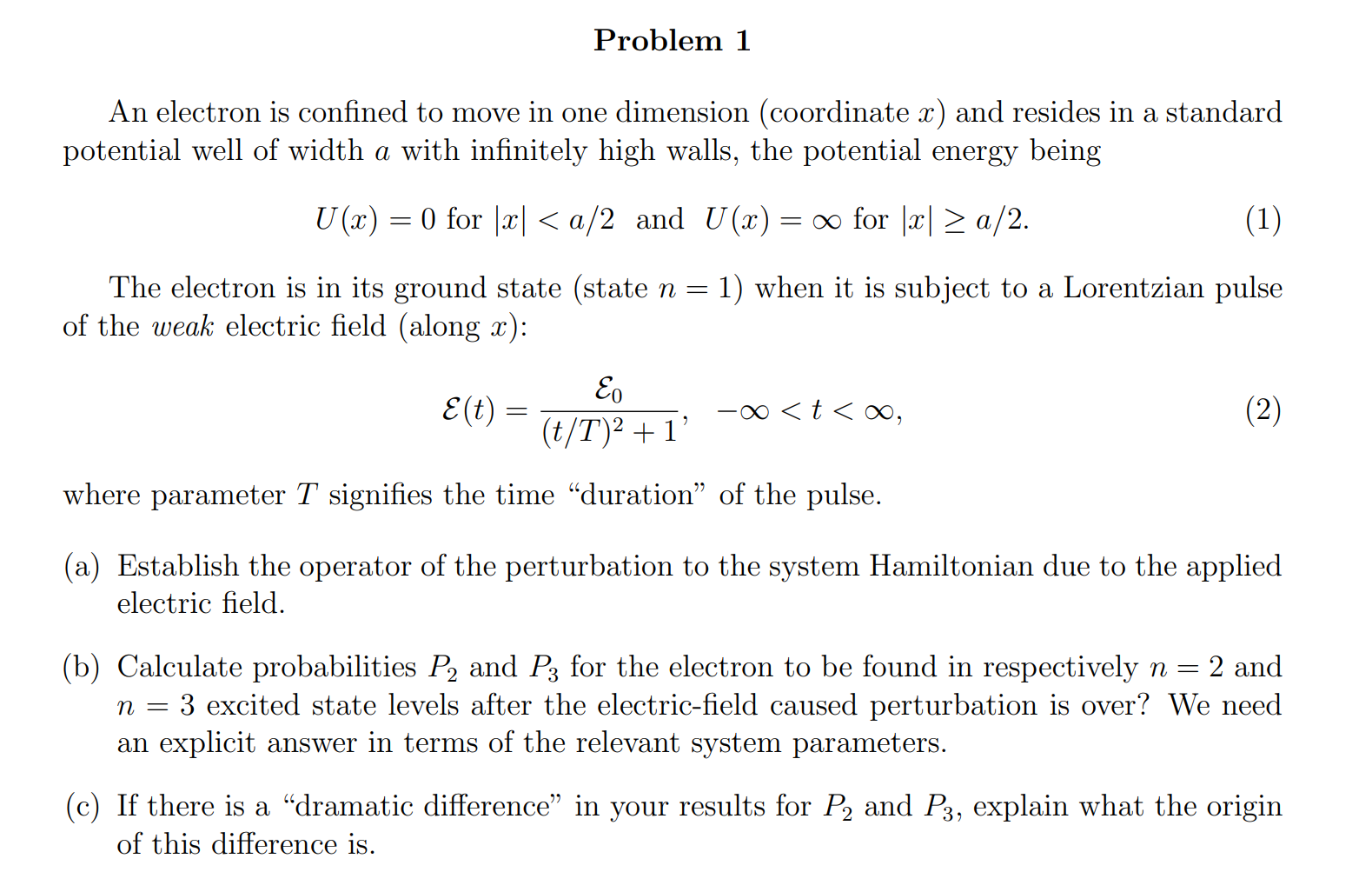 Solved Problem 1 An electron is confined to move in one | Chegg.com