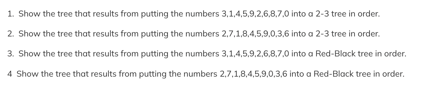 Solved 1. Show the tree that results from putting the | Chegg.com