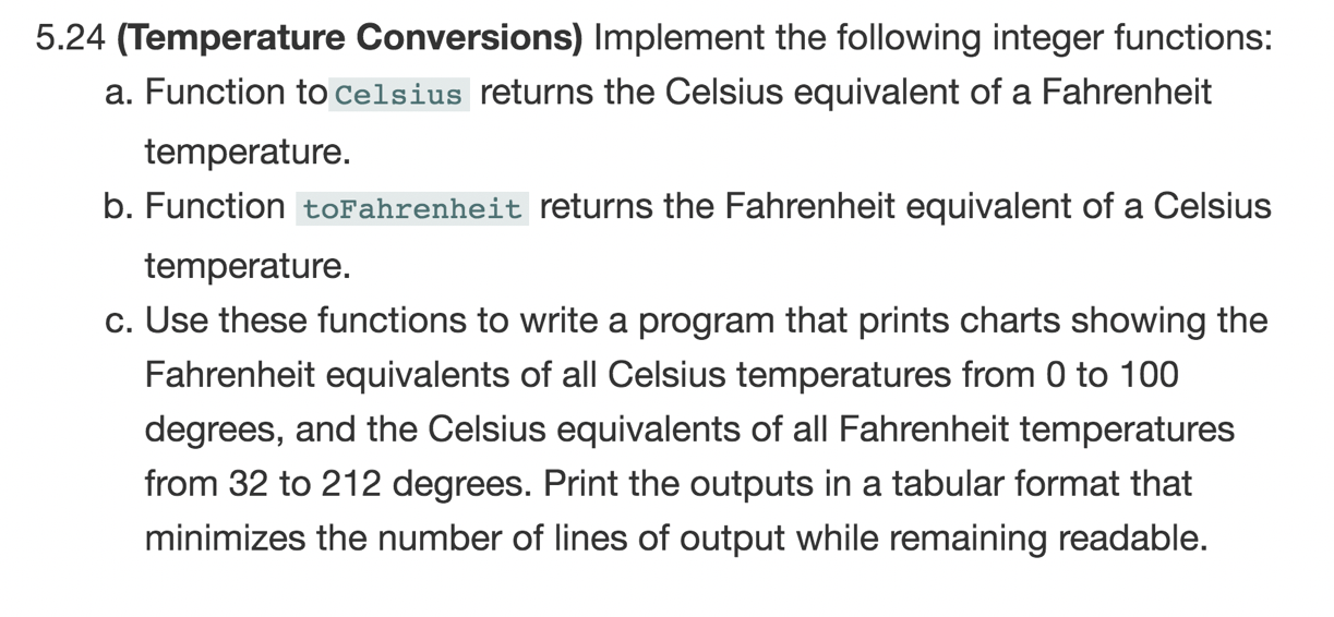 Solved 5.24 (Temperature Conversions) Implement the | Chegg.com