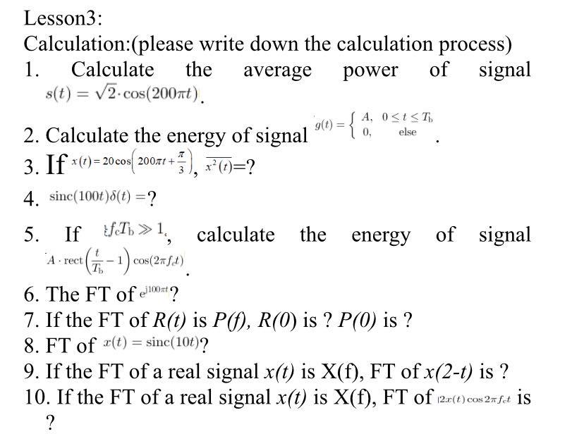 Solved Lesson3: Calculation:(please write down the | Chegg.com
