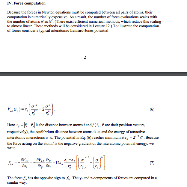 Solved IV. Force computation Because the forces in Newton | Chegg.com
