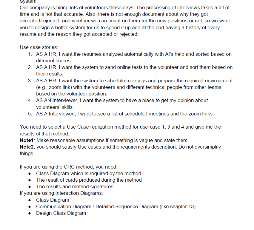Solved Use case(s): 1, 2, 3 Only using class diagram, | Chegg.com