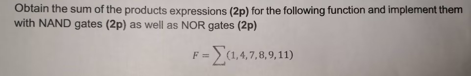Solved Obtain the sum of the products expressions for the | Chegg.com
