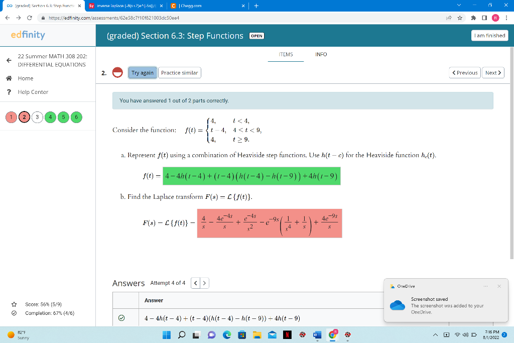 Solved You have answered 1 out of 2 parts correctly. | Chegg.com