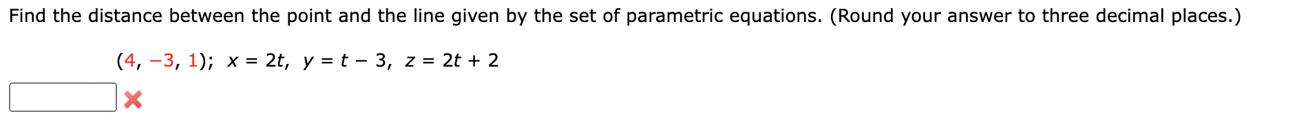 Solved Find the distance between the point and the line | Chegg.com