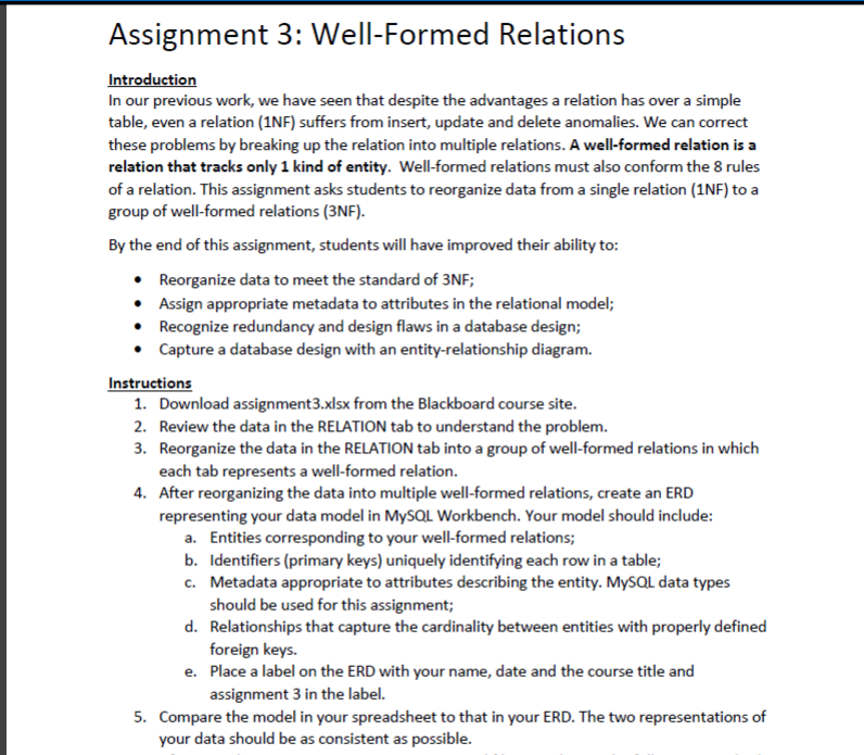 Solved Assignment 3: Well-Formed Relations ducti In our | Chegg.com