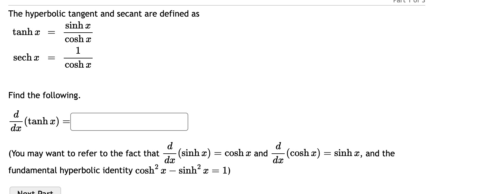 Solved The hyperbolic tangent and secant are defined | Chegg.com