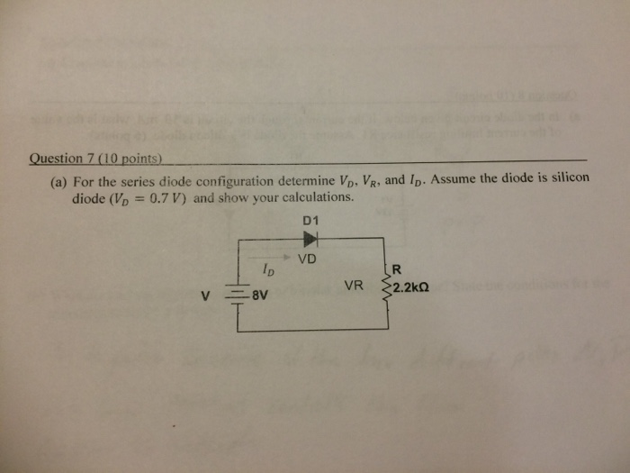 Solved Question 7 (10 points) (a) For the series diode | Chegg.com