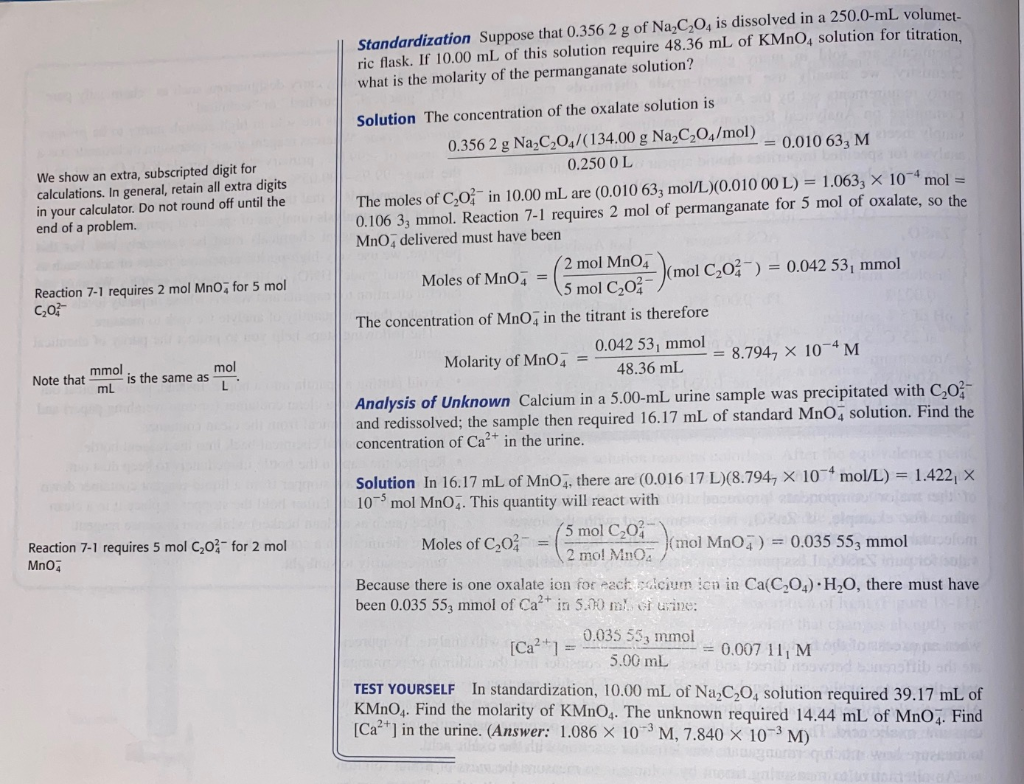 Solved In standardization, 10.00 mL of Na2C2O4 solution | Chegg.com