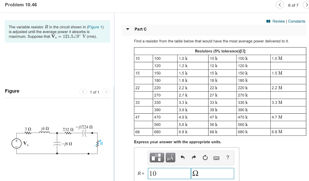 Solved Problem 1046 6 Of 7 Review Constants Part The