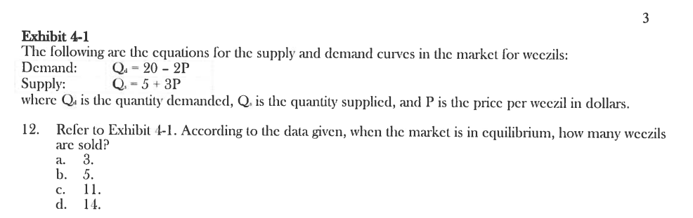 Solved Exhibit 4-1The following are the cquations for the | Chegg.com