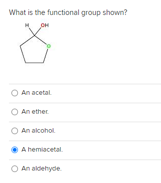 Solved What is the functional group shown? Н. OH An acetal. | Chegg.com