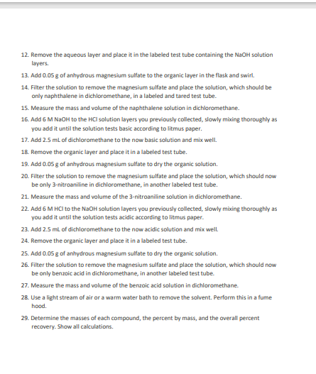 Materials Mixture of benzoic acid, naphthalene, and | Chegg.com
