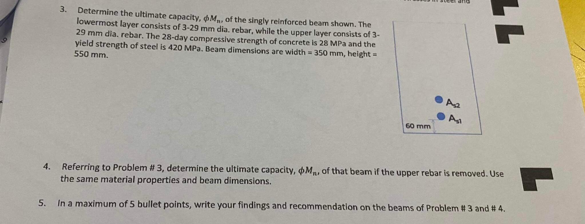 Solved 3. Determine the ultimate capacity, ϕMn, of the | Chegg.com