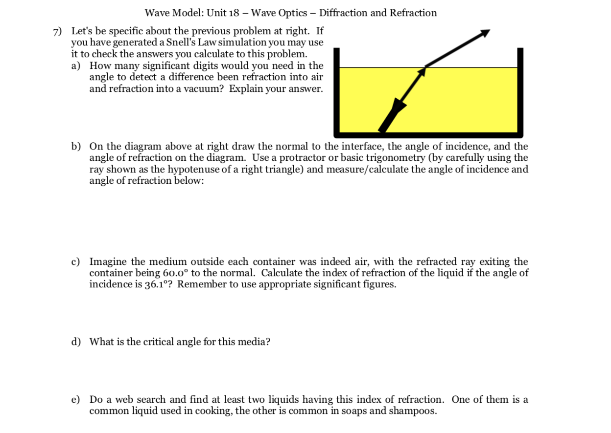 Solved Wave Model: Unit 18 - Wave Optics - Diffraction and | Chegg.com