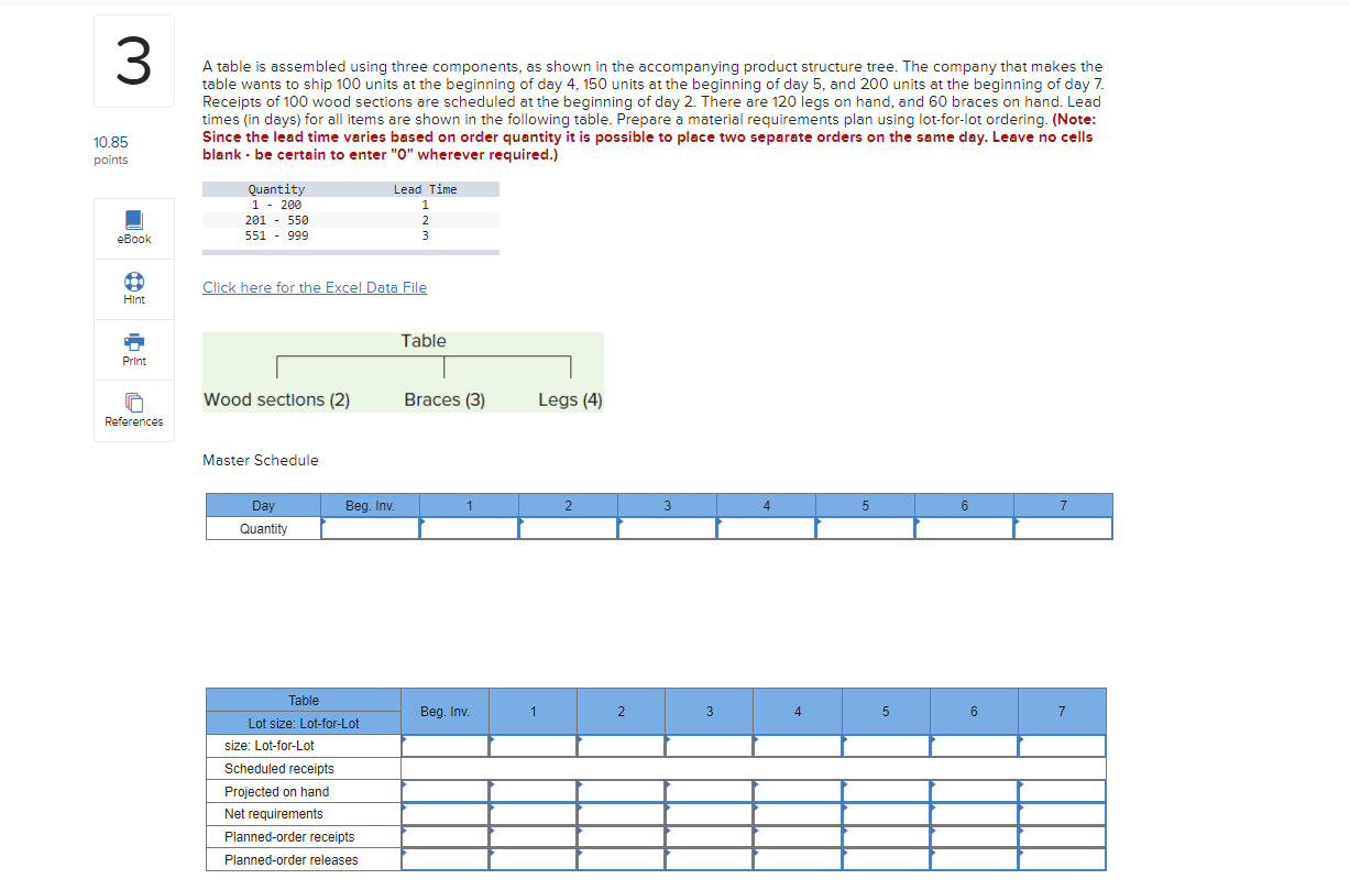 Solved A table is assembled using three components, as shown | Chegg.com