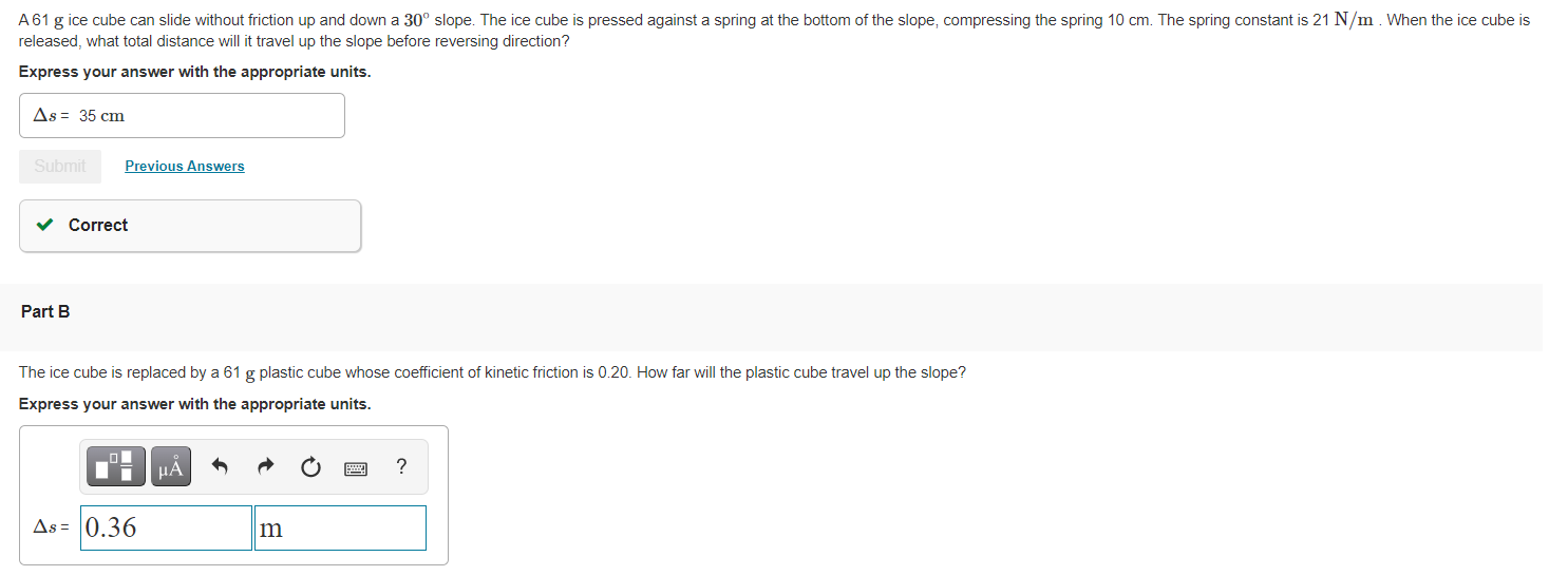 Solved A61 g ice cube can slide without friction up and down | Chegg.com