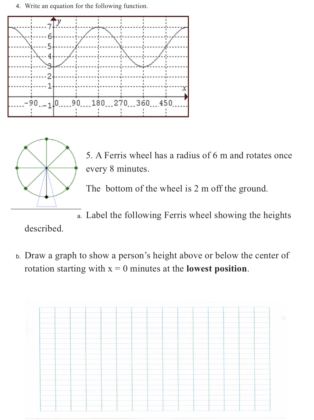 Solved 4. Write an equation for the following function. 5. A | Chegg.com