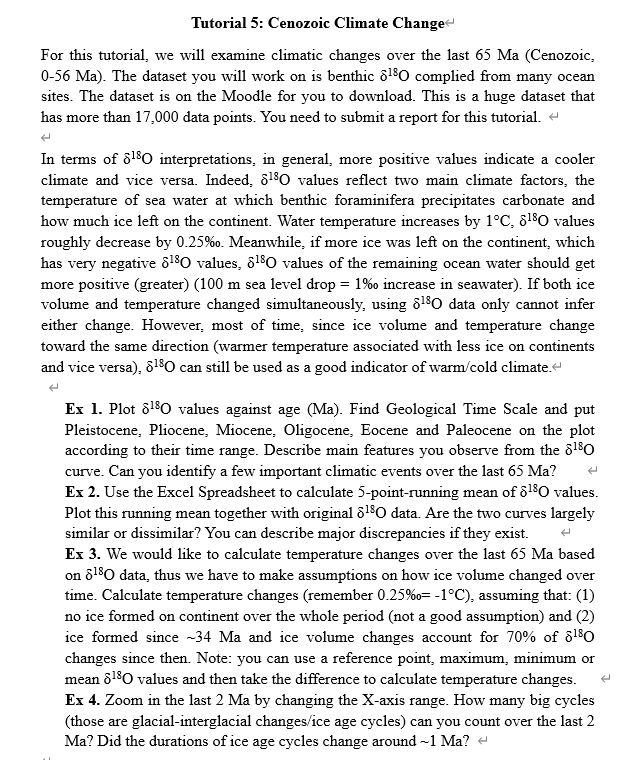 Tutorial 5: Cenozoic Climate Change For this | Chegg.com
