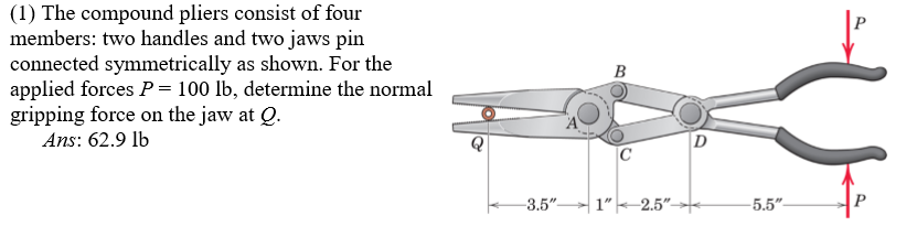 Solved (1) The compound pliers consist of four members: two | Chegg.com