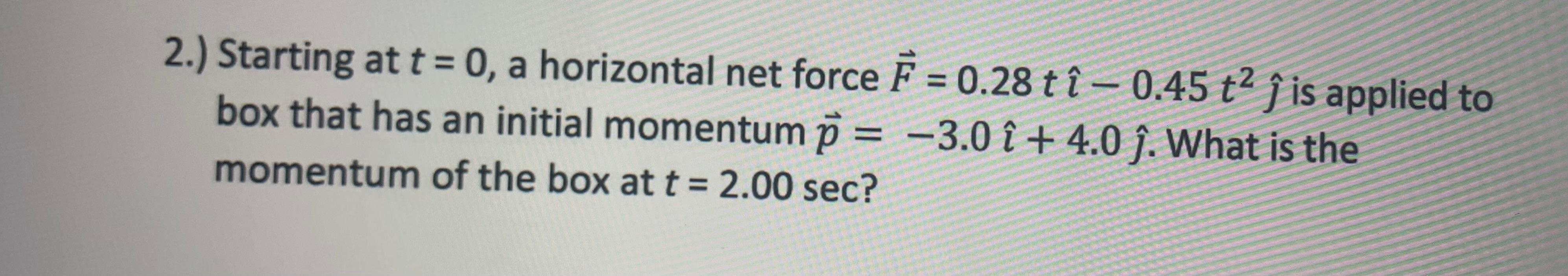 Solved 2.) Starting at t=0, a horizontal net force | Chegg.com