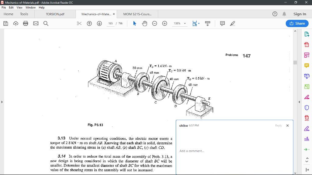 Solved D Mechanics-of-Materials.pdf - Adobe Acrobat Reader | Chegg.com