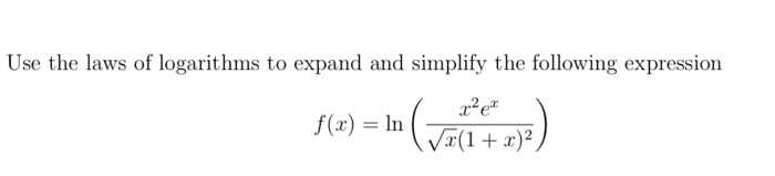 Solved Use the laws of logarithms to expand and simplify the | Chegg.com