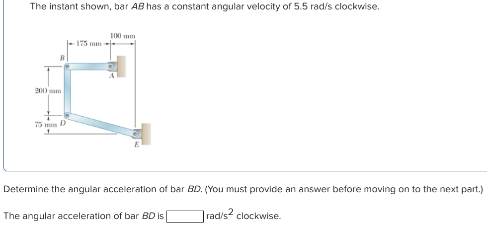 Solved The instant shown, bar AB has a constant angular | Chegg.com
