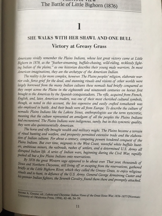 The Battle of Little Bighorn (1876) SHE WALKS WITH | Chegg.com