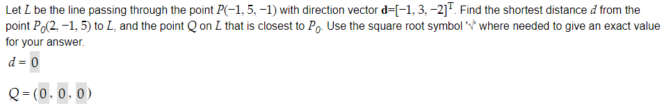 Solved Let L be the line passing through the point | Chegg.com