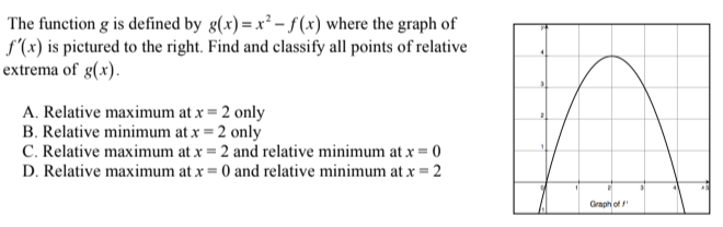 Solved The function g is defined by g(x)=x2−f(x) where the | Chegg.com