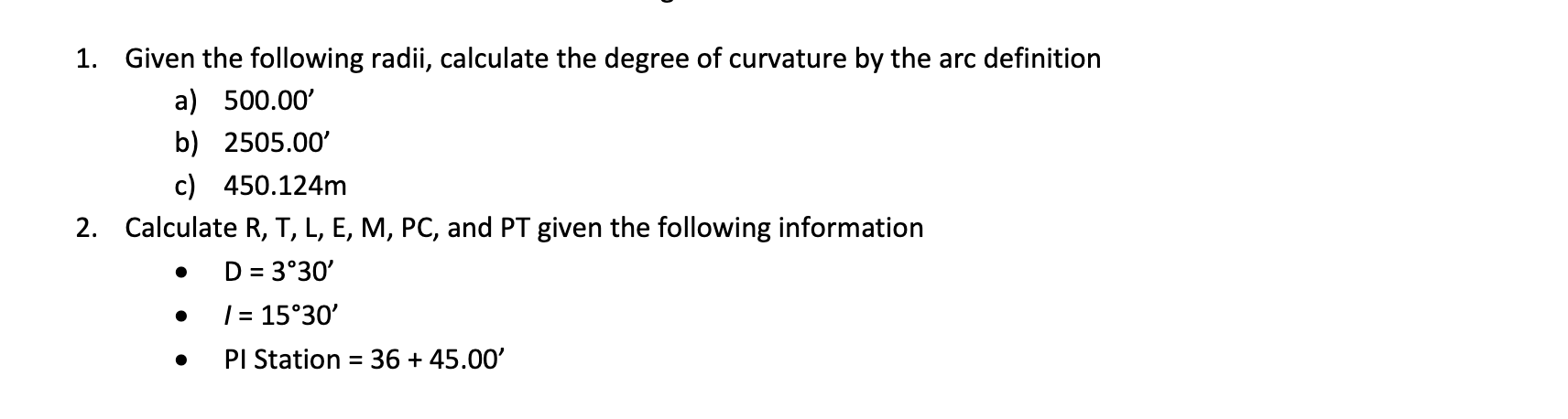 Solved by an EXPERT 1.Given the following radii, calculate the degree of | Chegg.com