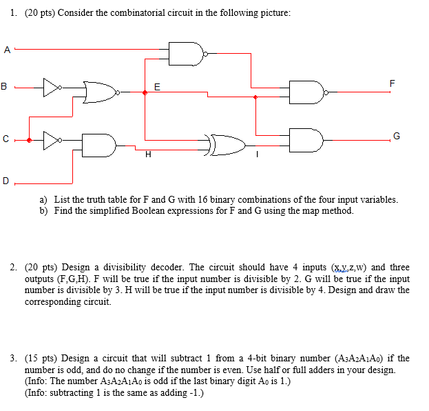 Solved 1. (20 pts) Consider the combinatorial circuit in the | Chegg.com