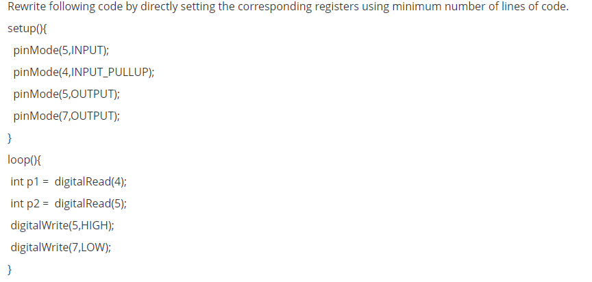 Solved Rewrite following code by directly setting the | Chegg.com