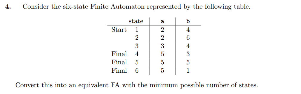 Solved Consider the six-state Finite Automaton represented | Chegg.com