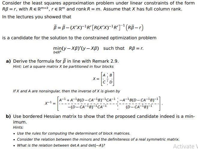Consider the least squares approximation problem | Chegg.com