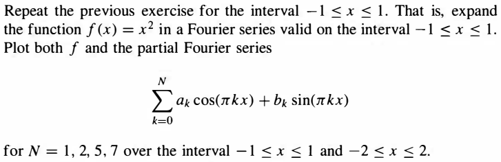 Solved Repeat the previous exercise for the interval -1 | Chegg.com