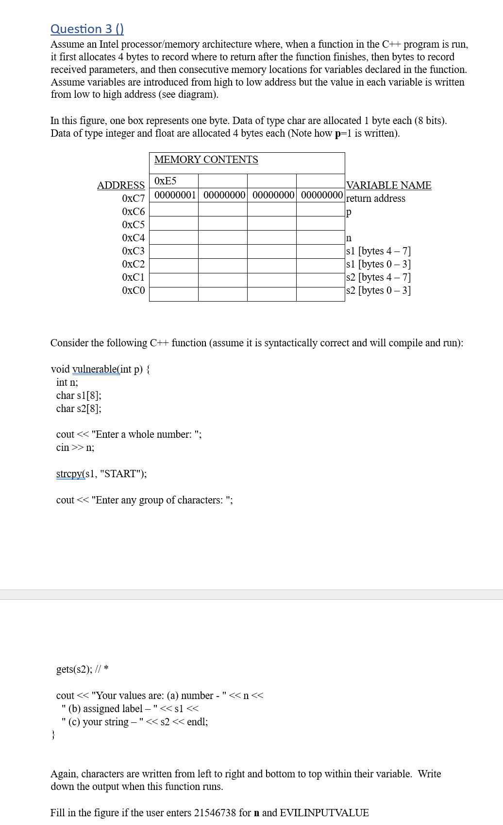 Solved Question 3() Assume an Intel processor/memory | Chegg.com