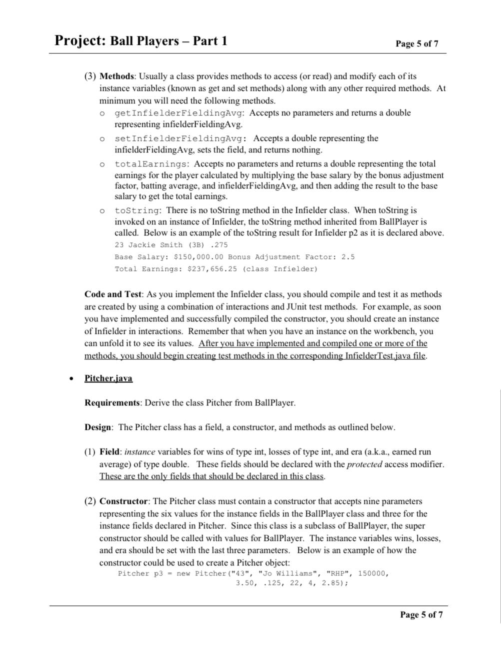 Solved Project: Ball Players - Part 1 Page 1 of 7 | Chegg.com