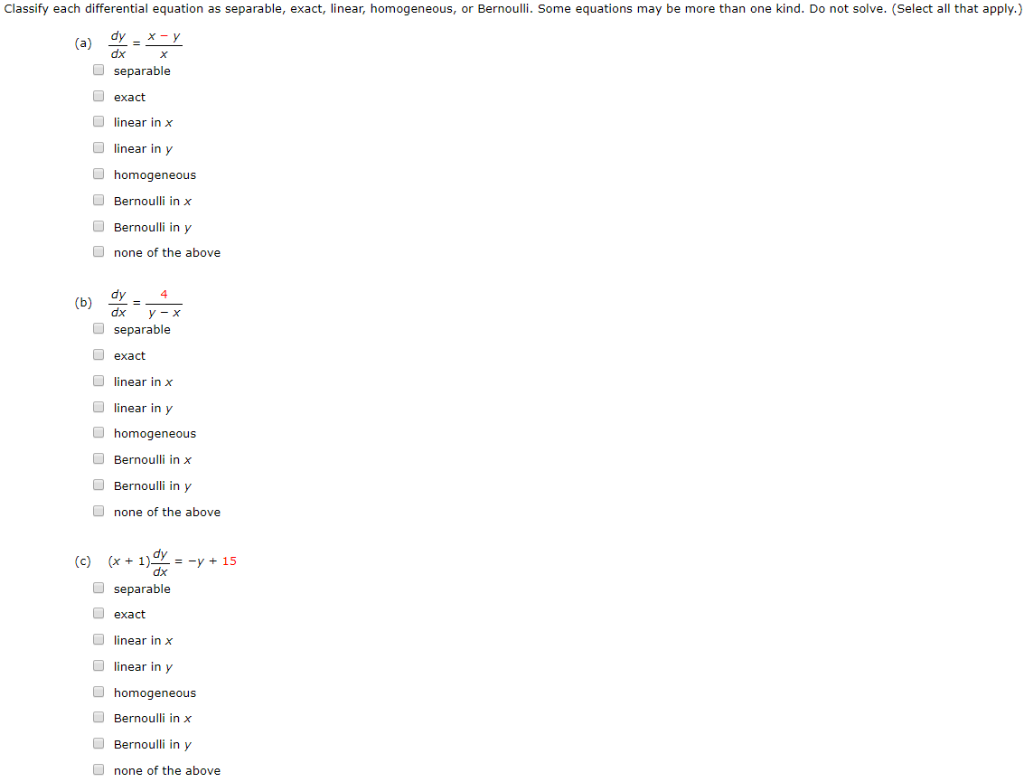 Solved Classify Each Differential Equation As Separable