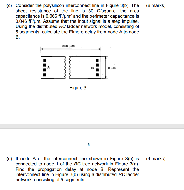 Solved (c) Consider the polysilicon interconnect line in | Chegg.com