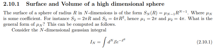 Solved 2.10.1 Surface and Volume of a high dimensional | Chegg.com